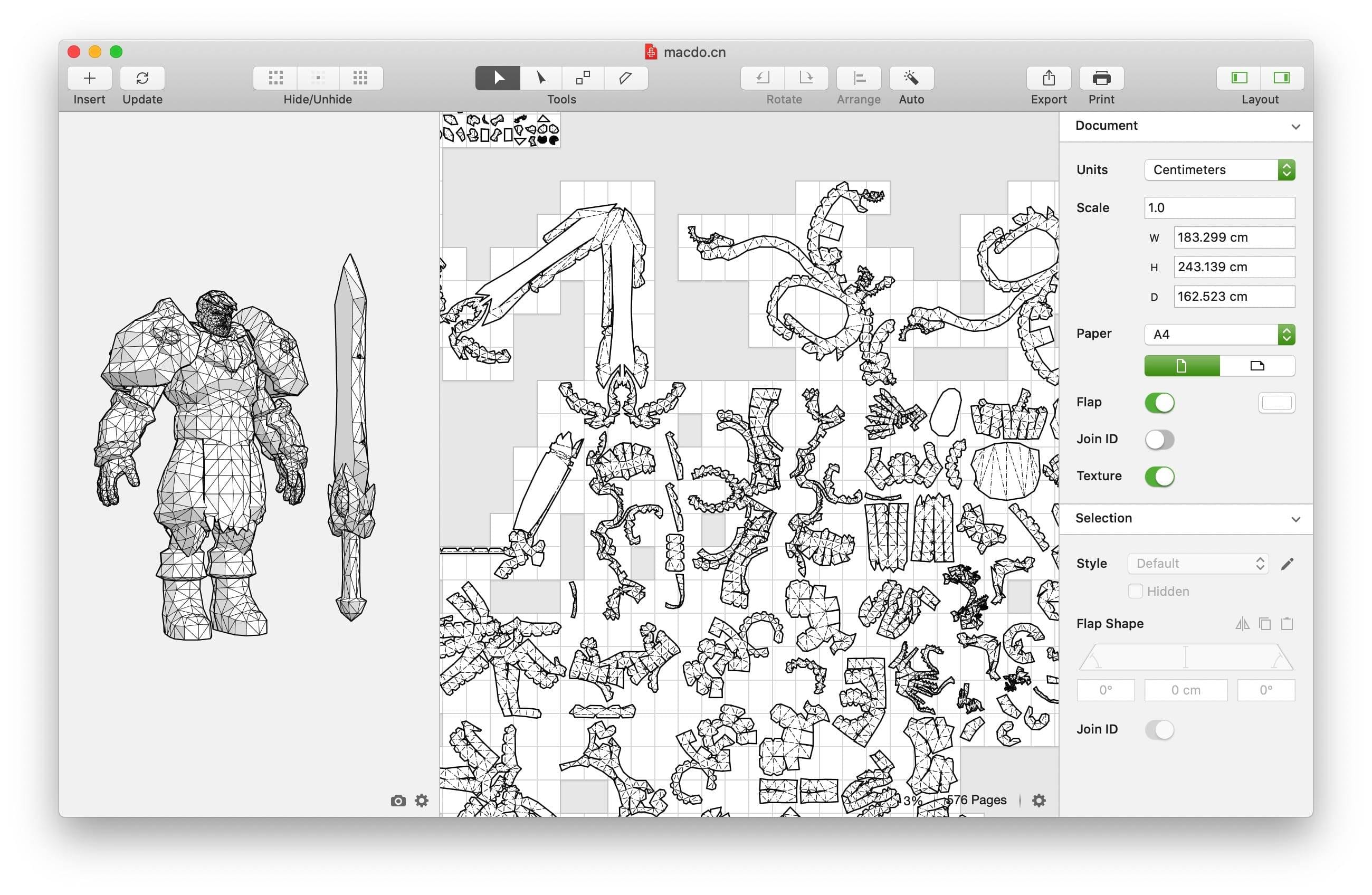 Unfolder for Mac v1.10.4 将3D模型展开为2D平面图 - 4A评测
